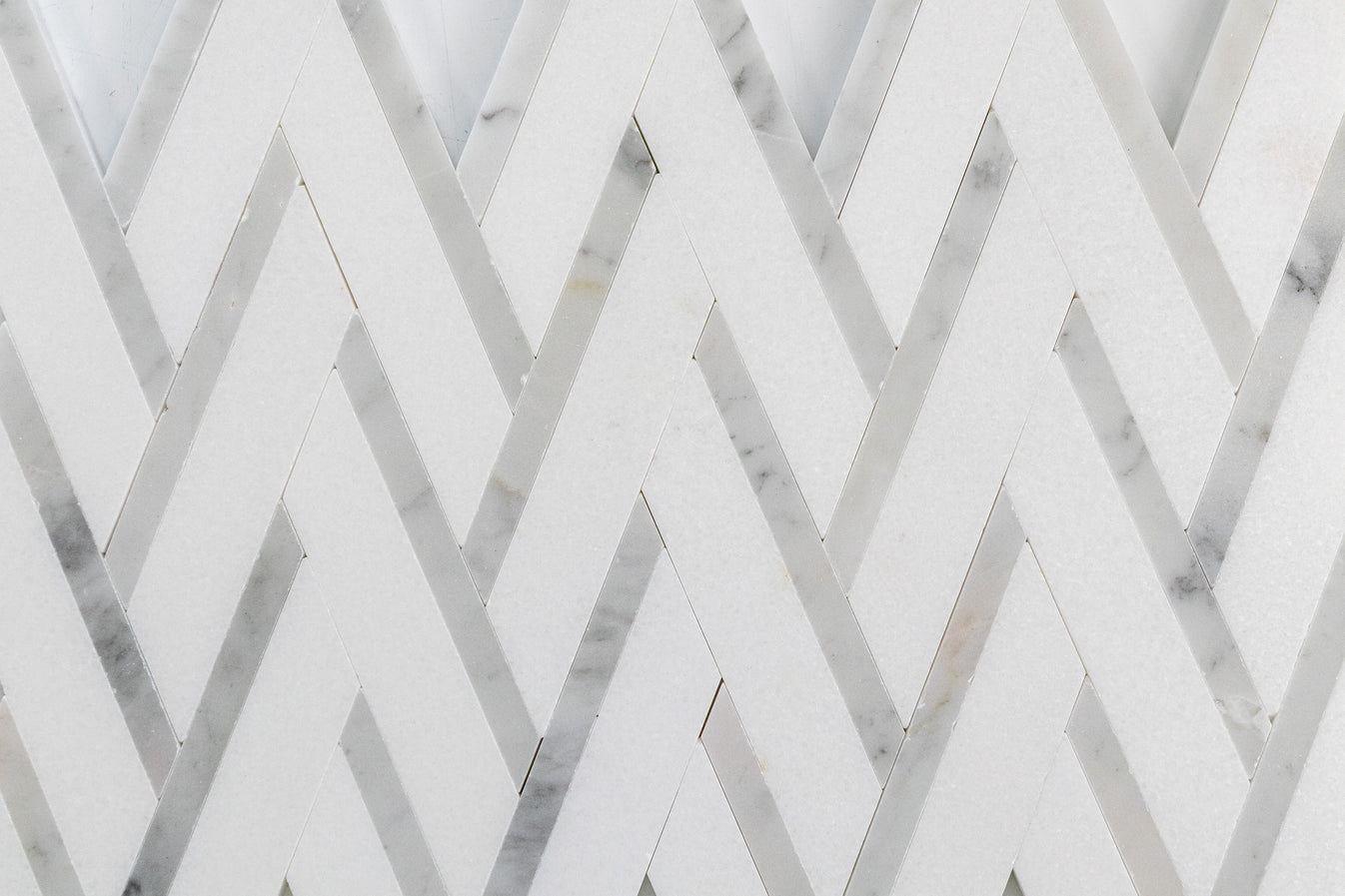 Chevron Weave - Thassos & Carrara – Stonebridge Mosaics