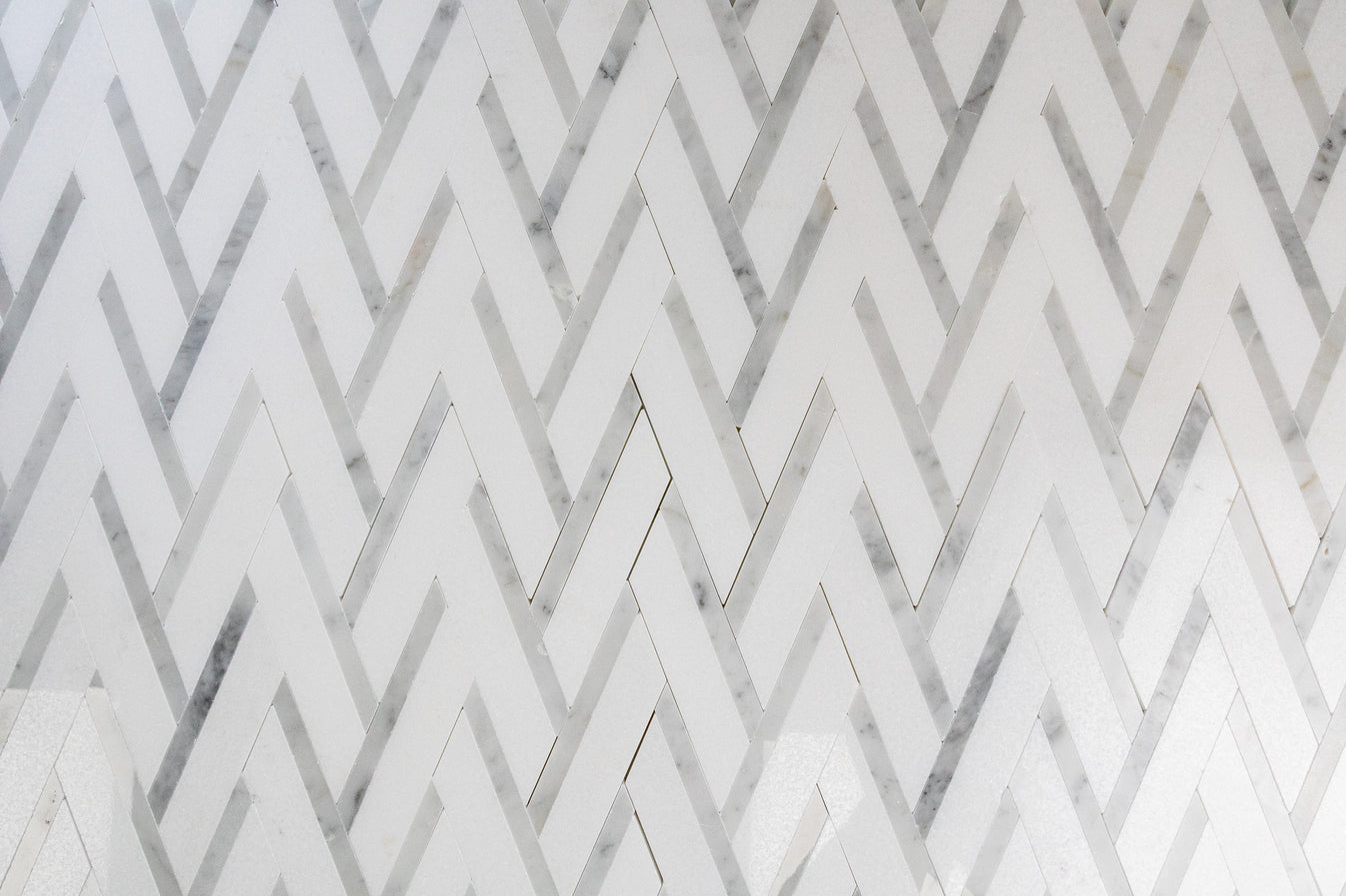 Chevron Weave - Thassos & Carrara – Stonebridge Mosaics