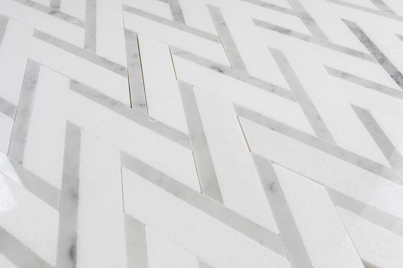 Chevron Weave - Thassos & Carrara – Stonebridge Mosaics
