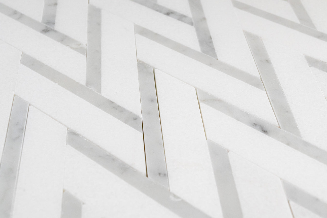 Chevron Weave - Thassos & Carrara – Stonebridge Mosaics