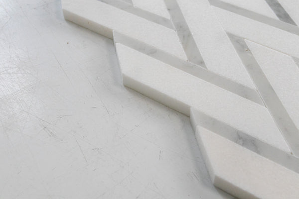 Chevron Weave - Thassos & Carrara – Stonebridge Mosaics